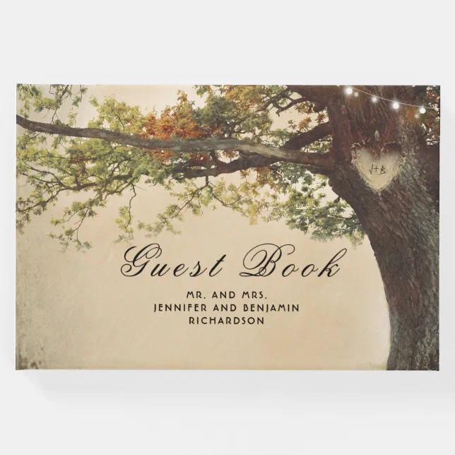 Fall Tree Rustic Country Wedding Guest Book | Zazzle