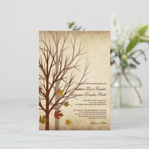 Fall Tree Silhouettes Autumn Wedding Invitations | Zazzle