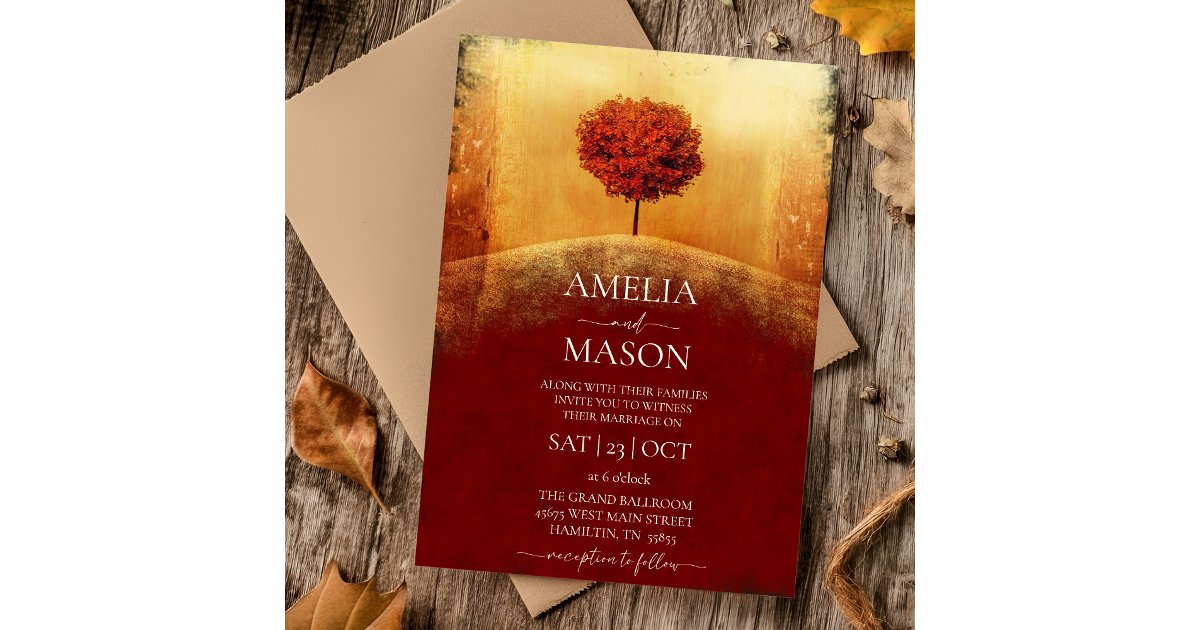Fall Tree Wedding Invitation | Zazzle