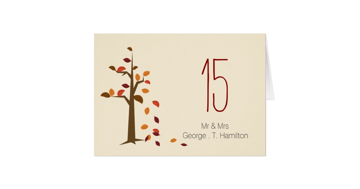 fall tree wedding table seating card | Zazzle