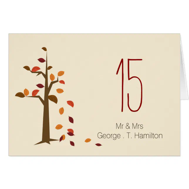fall tree wedding table seating card | Zazzle