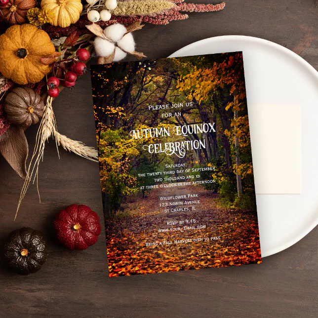 Fall Trees Autumn Equinox Celebration Invitation | Zazzle