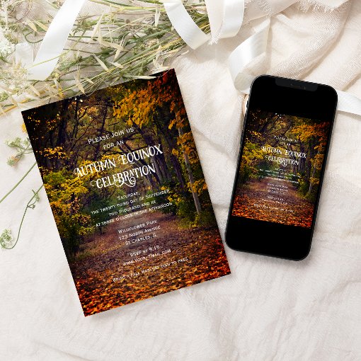 Fall Trees Autumn Equinox Celebration Invitation | Zazzle