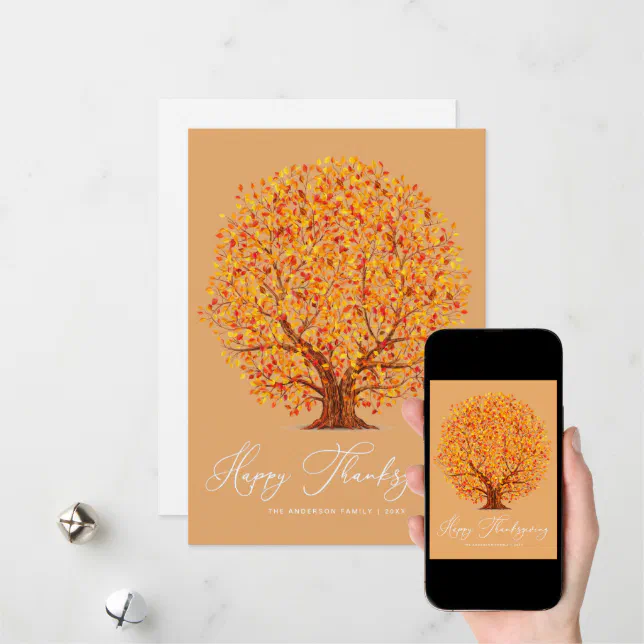 fall trees happy thanksgiving holiday card | Zazzle