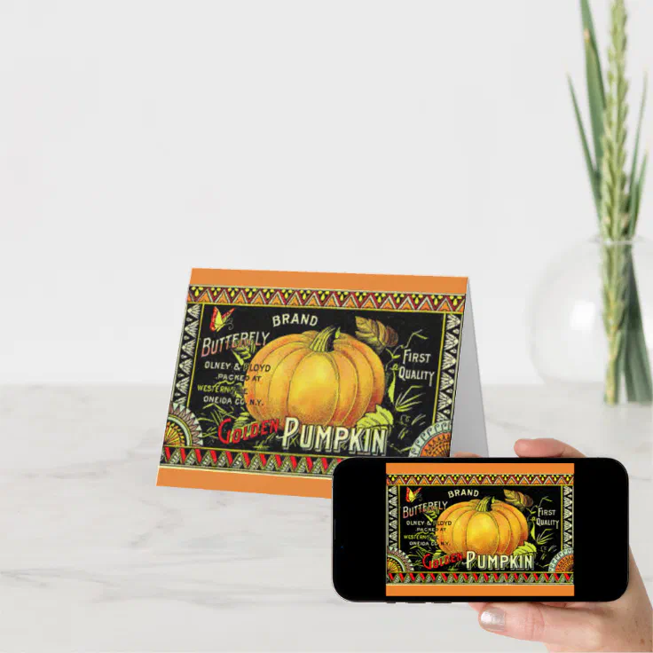 Fall Vintage Pumpkin Greeting Card | Zazzle