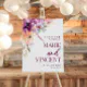 Fall Violet Floral Flower Wedding Welcome Sign | Zazzle