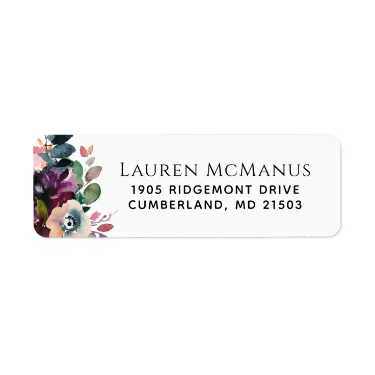Fall Watercolor Floral and Eucalyptus Label | Zazzle