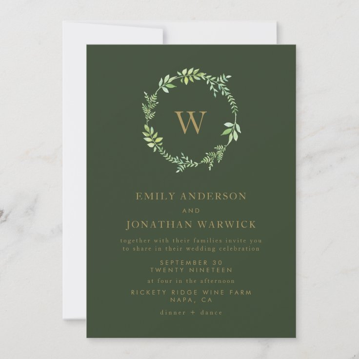 Fall Watercolor Greenery Wreath Wedding Invitation | Zazzle