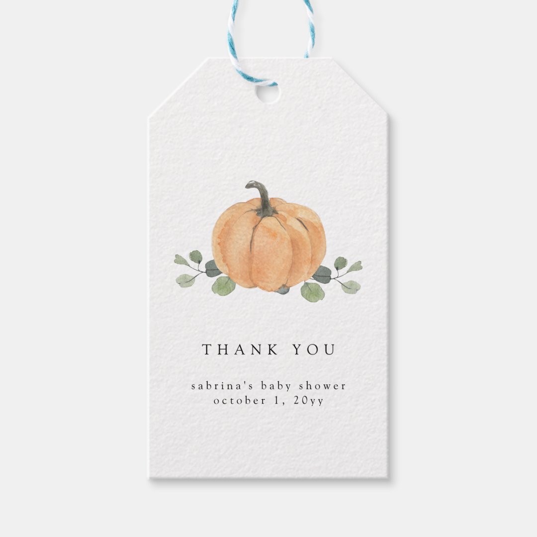Fall Watercolor Pumpkin Gift Tags | Zazzle