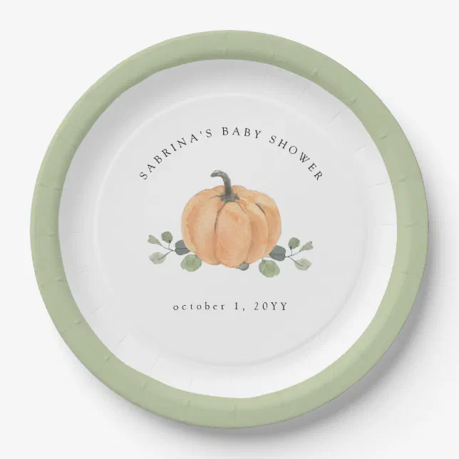 Fall Watercolor Pumpkin Paper Plates | Zazzle