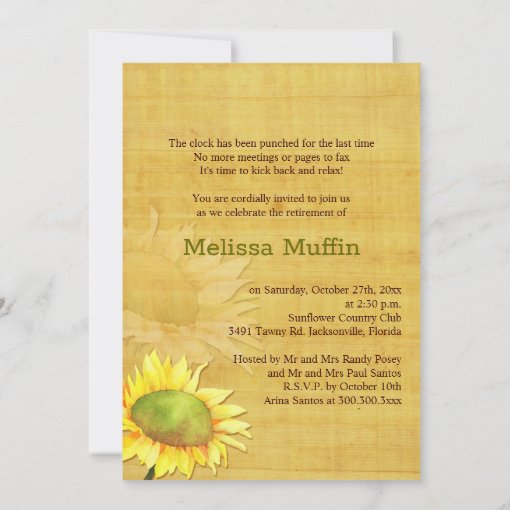 Fall Watercolor Sunflower Retirement Party Invitation | Zazzle