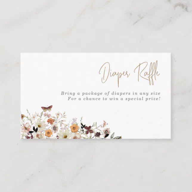 Fall Watercolor Wild Flowers Diaper Raffle Enclosure Card | Zazzle
