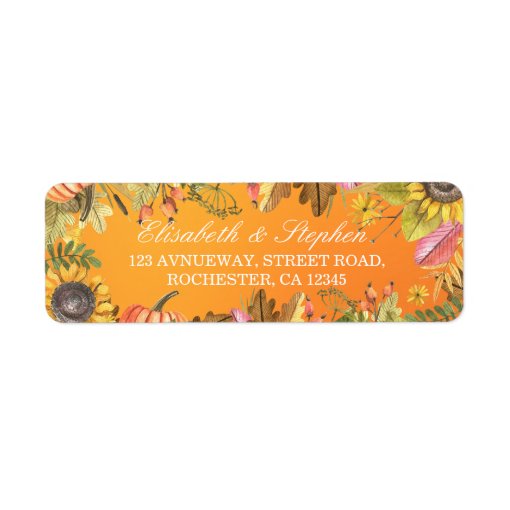 Fall Wedding Address Autumn Maple Leaves Pumpkin Label | Zazzle