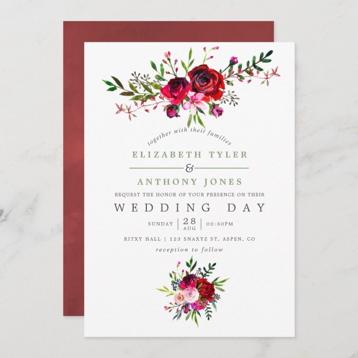 Fall Wedding Floral Invitation | Zazzle