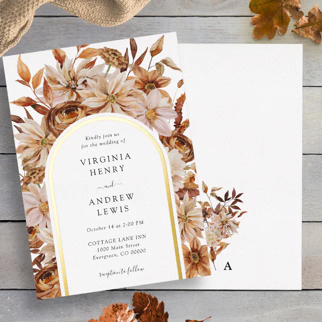 Fall Wedding Foil Invitation | Zazzle