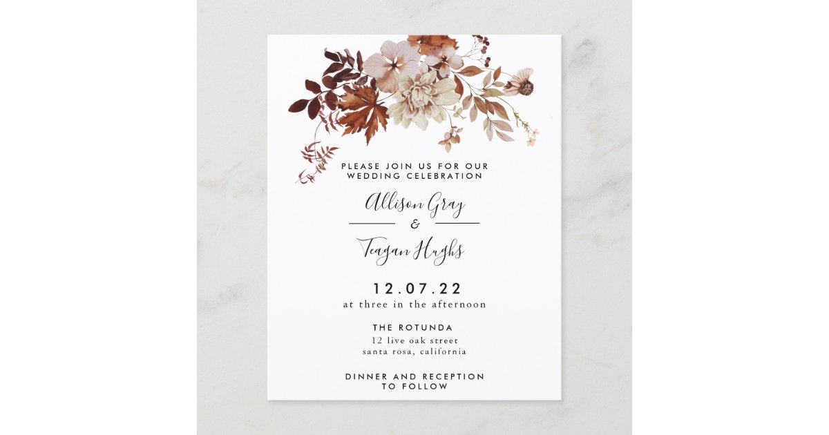 Fall Wedding Invitation | Budget | Zazzle