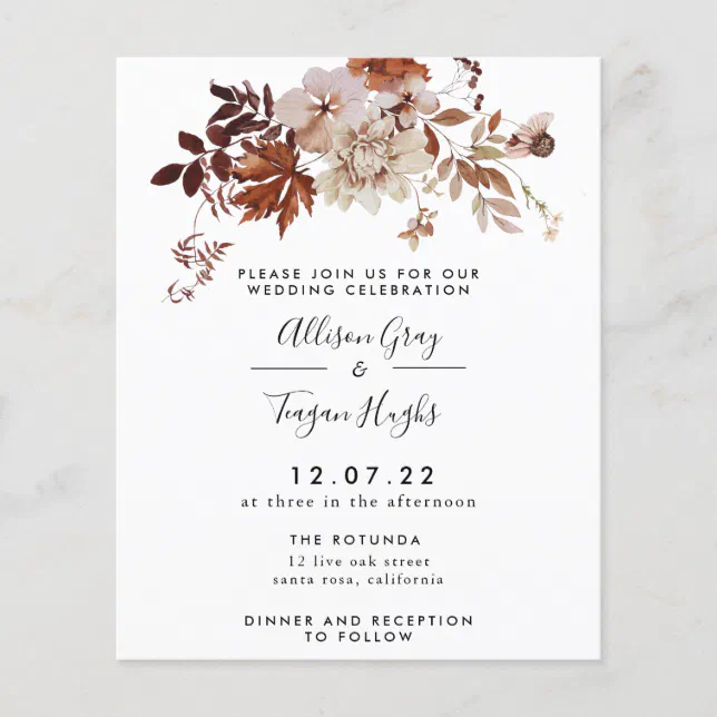 Fall Wedding Invitation | Budget | Zazzle
