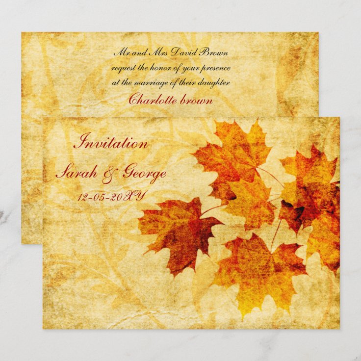 fall wedding Invitation cards | Zazzle