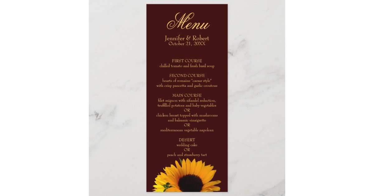 Fall wedding menu | Zazzle