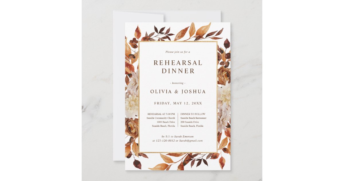Fall Wedding Rehearsal Dinner Invitation | Zazzle