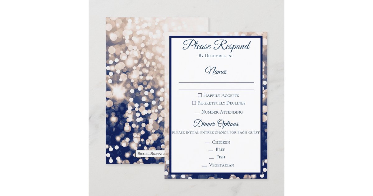 Fall Wedding RSVP - Champagne and Navy Invitation | Zazzle