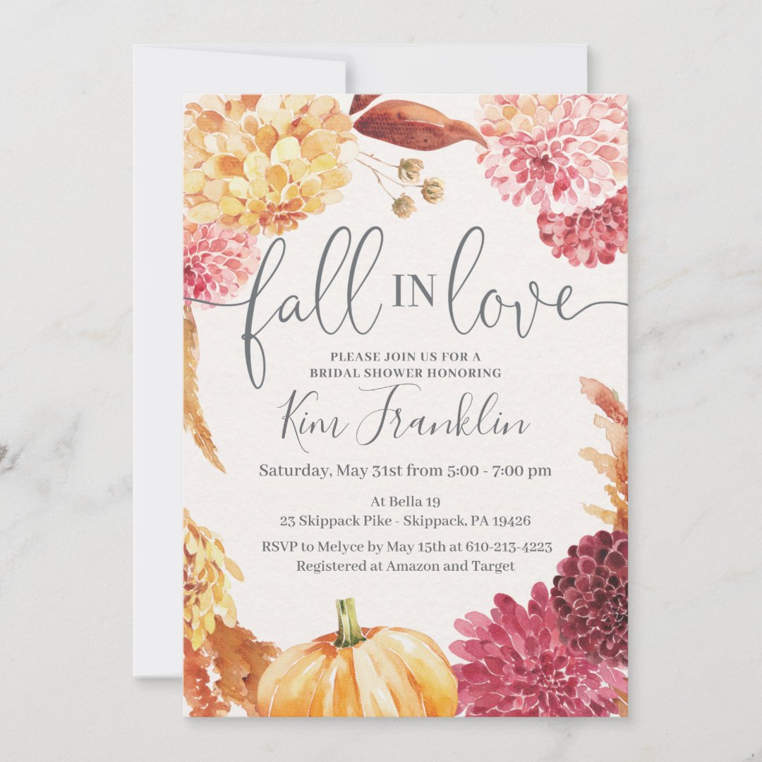 FALL Wedding Shower Invitation, FALL Bridal Shower Announcement | Zazzle
