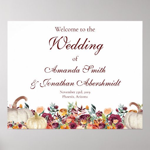 Fall Wedding Welcome Sign, Wedding Welcome Sign | Zazzle