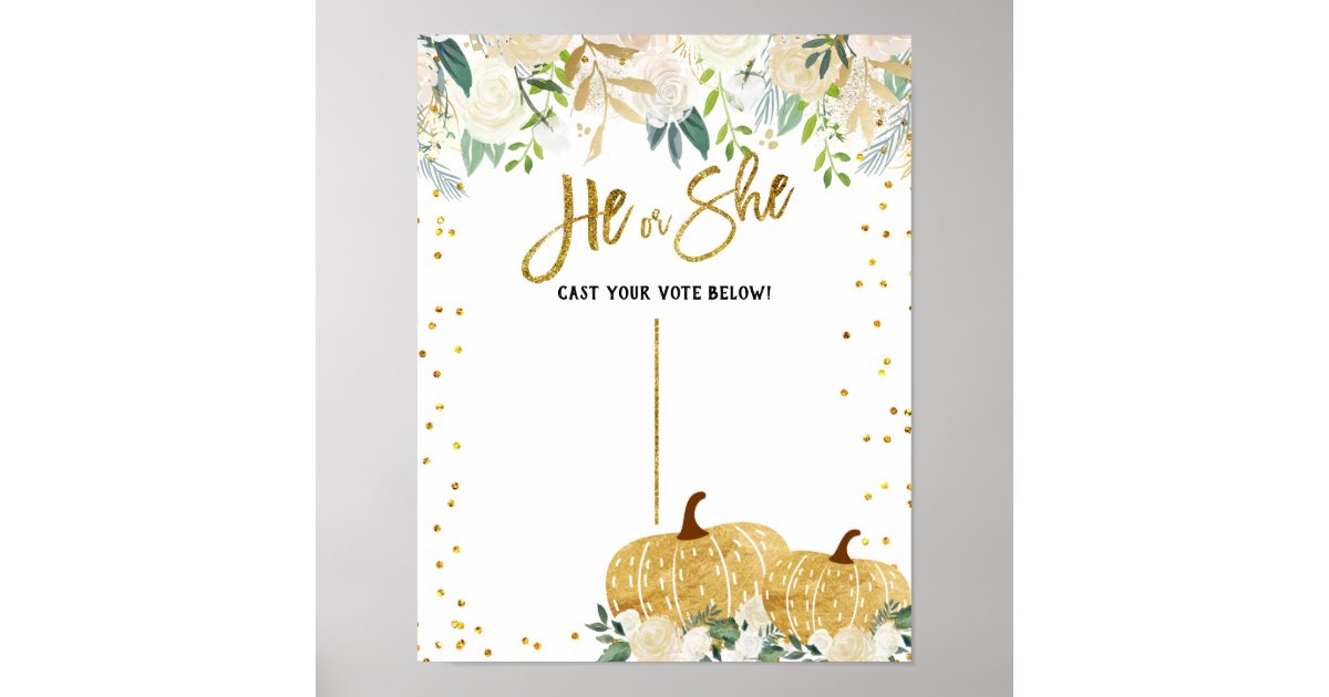 Fall White Pumpkin Reveal Voting Board Poster | Zazzle