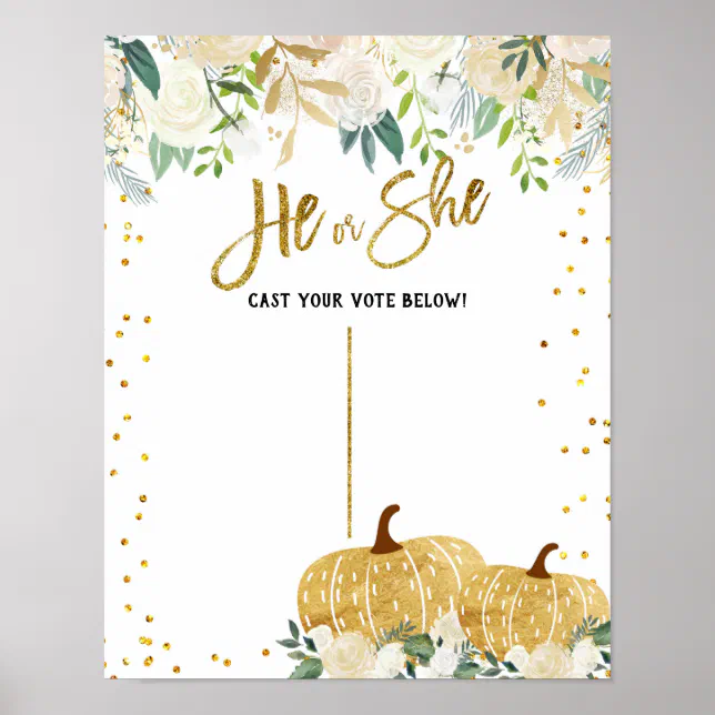 Fall White Pumpkin Reveal Voting Board Poster | Zazzle