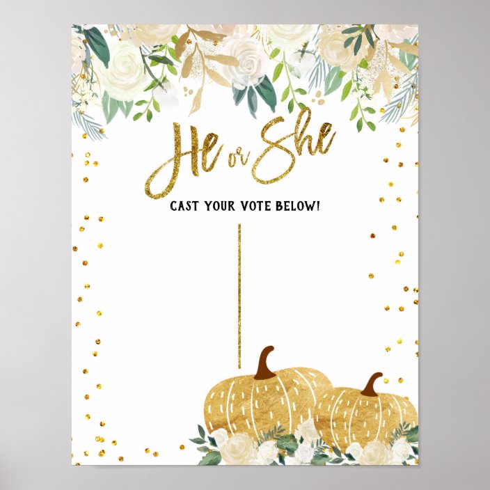 Fall White Pumpkin Reveal Voting Board Poster | Zazzle.com