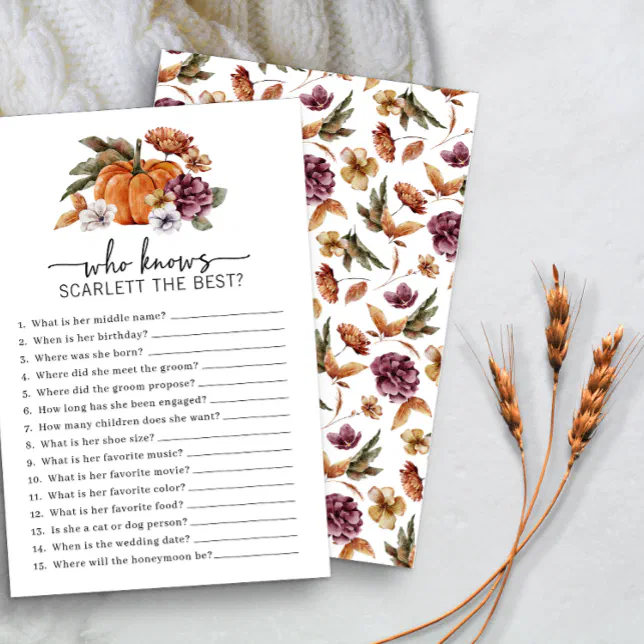 Fall Who Knows The Bridal Game | Zazzle