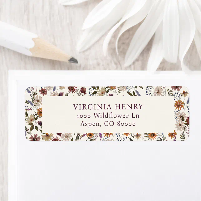 Fall Wildflower Return Address Labels | Zazzle