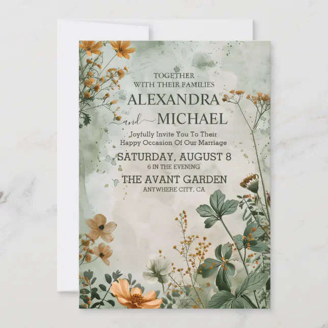 Fall Wildflowers Floral Wedding Invitation | Zazzle