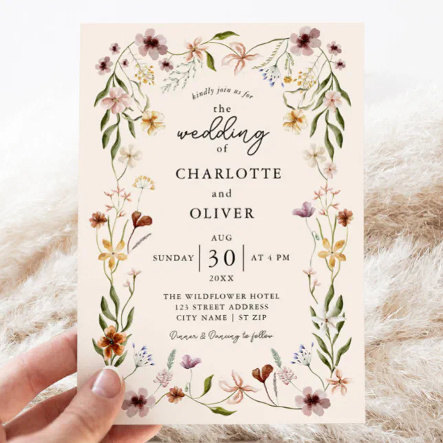 Fall Wildflowers Floral Wedding Invitation | Zazzle