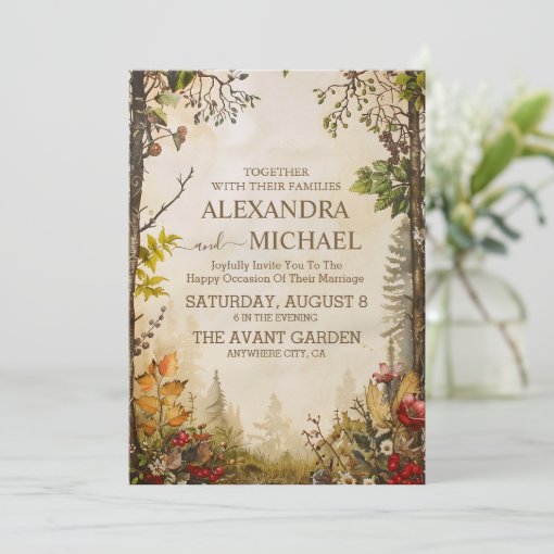 Fall Wildflowers Floral Wedding Invitation | Zazzle