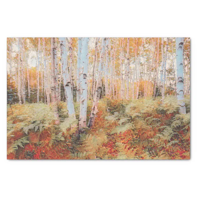 Fall Woodland Fern Forest Birch Trees Tissue Paper | Zazzle