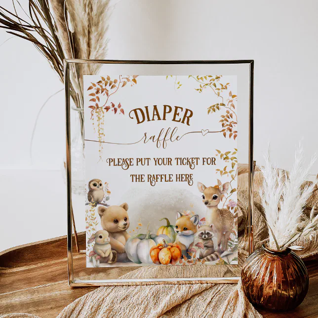 Fall Woodland Little Pumpkin Baby Shower diaper Poster | Zazzle