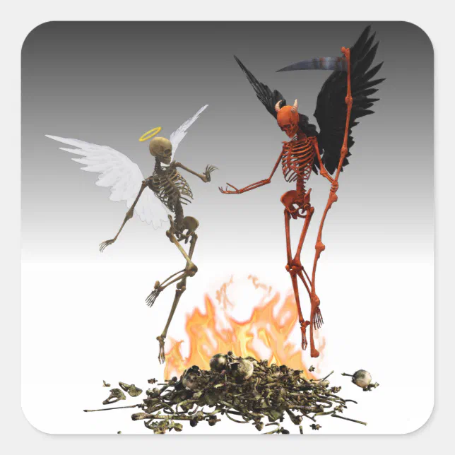 Fallen Angel Demon Devil Halloween Square Sticker | Zazzle