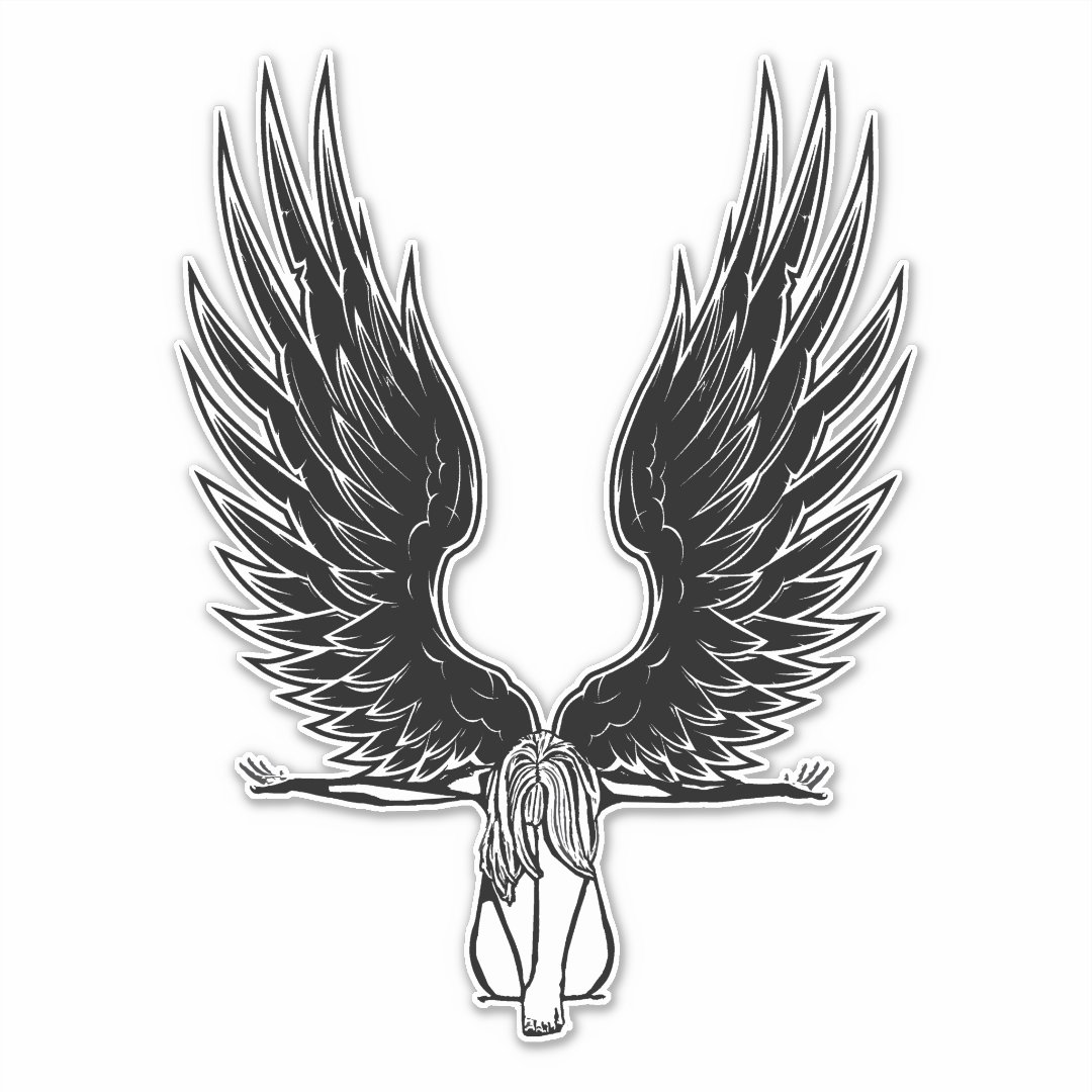 Fallen Angel Woman Pinup art Sticker | Zazzle