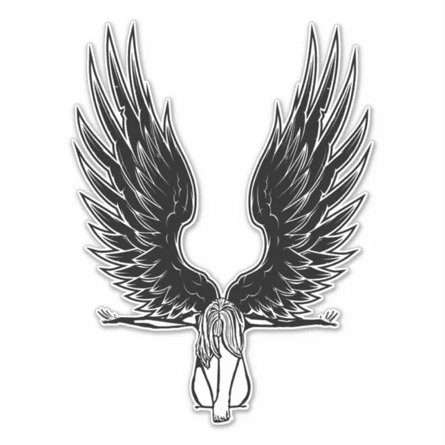 Fallen Angel Woman Pinup art Sticker | Zazzle