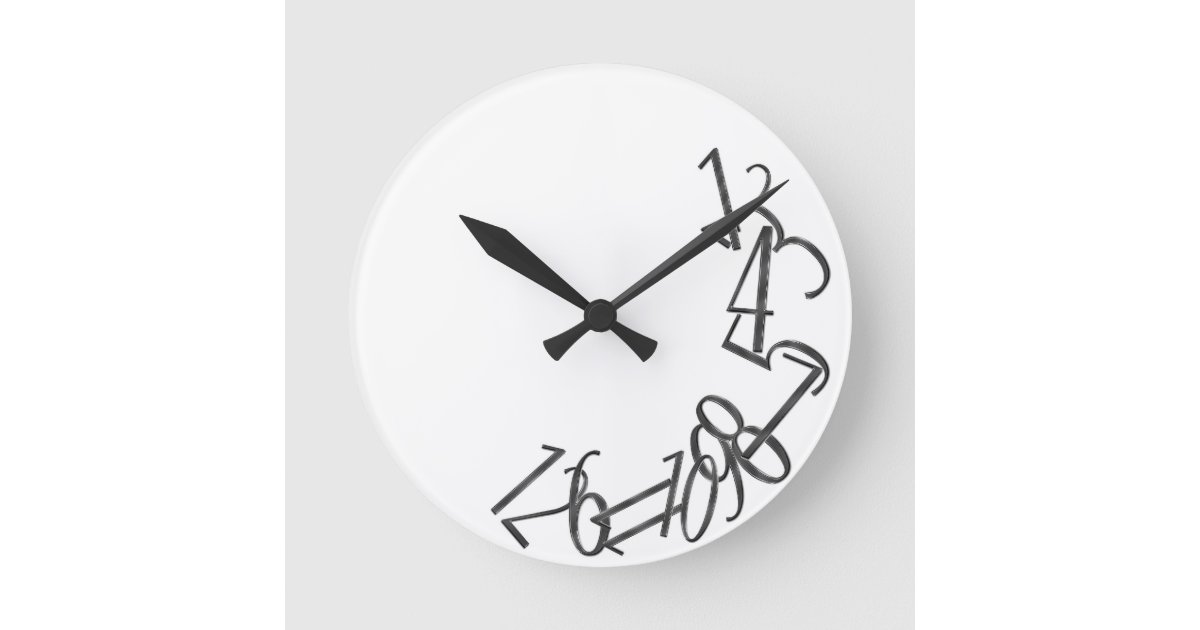 Fallen Numbers Round Clock | Zazzle