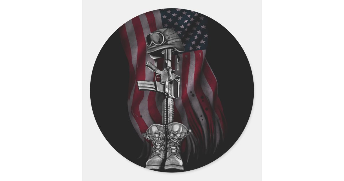 Fallen Soldier Round Sticker | Zazzle
