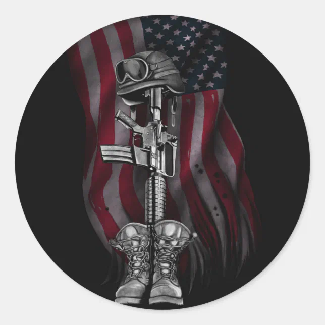 Fallen Soldier Round Sticker | Zazzle