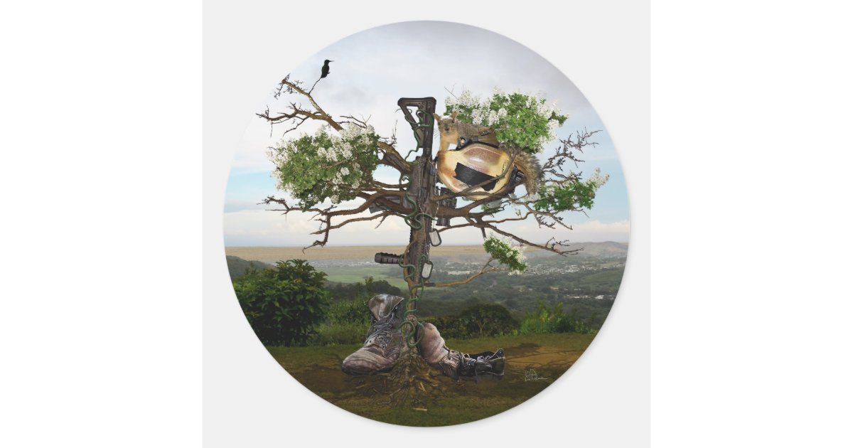 Fallen Soldier’s Cross Classic Round Sticker | Zazzle
