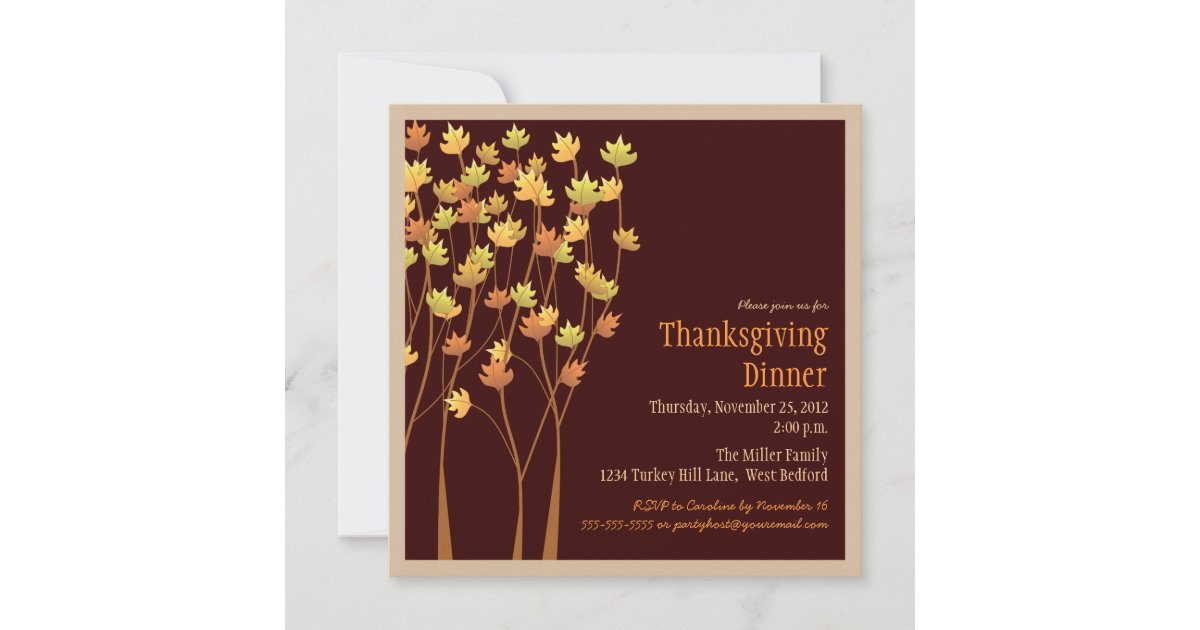 Falling Autumn Leaves Thanksgiving Invitation | Zazzle