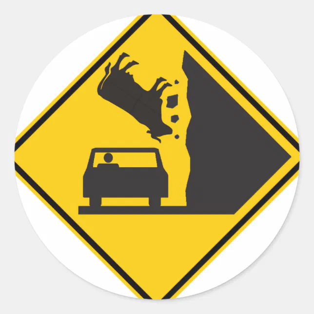 Falling Cow Zone Highway Sign Classic Round Sticker | Zazzle