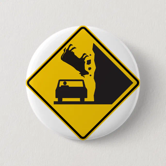Falling Cow Zone Highway Sign Pinback Button | Zazzle