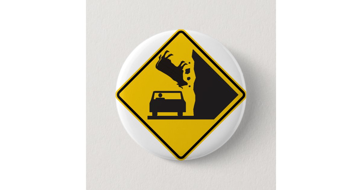 Falling Cow Zone Highway Sign Pinback Button | Zazzle