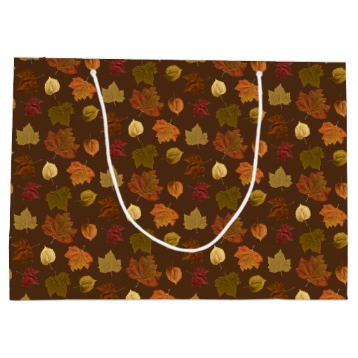 Falling Fall Leaves, Custom Color Large Gift Bag | Zazzle