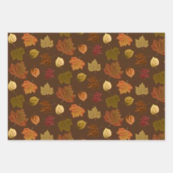 Falling Fall Leaves, Custom Color Wrapping Paper Sheets | Zazzle
